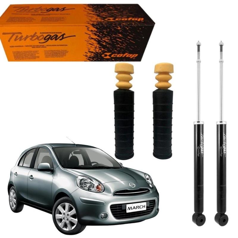 Amortecedor Nissan March 2012 a 2021 com Kit Batente Traseiro Cofap ...