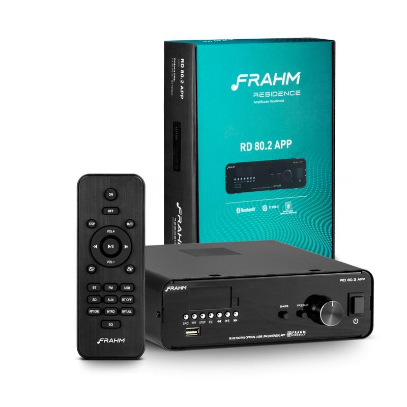 Amplificador Frahm de Som Ambiente linha RD80.2 APP Residence Bluetooth 2 x 80W 4 Ohms Classe D ...