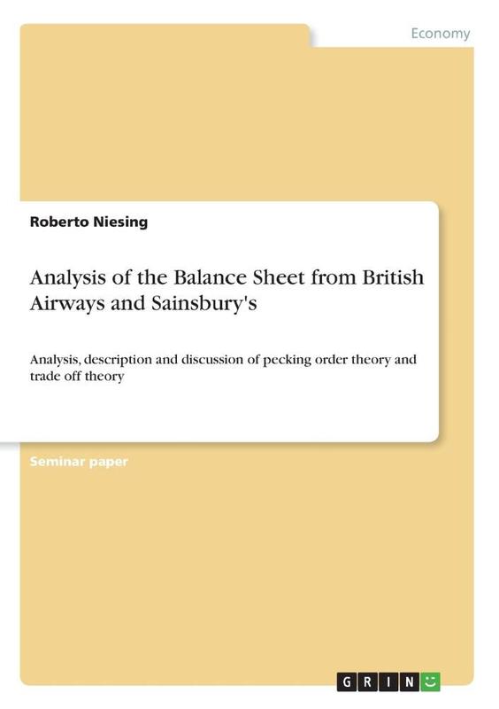 Analysis of the Balance Sheet from British Airways and Sainsburys ...