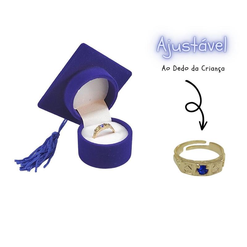 Anel Formatura Infantil Menino Regulável - Folheado Ouro 18k - Stella ...
