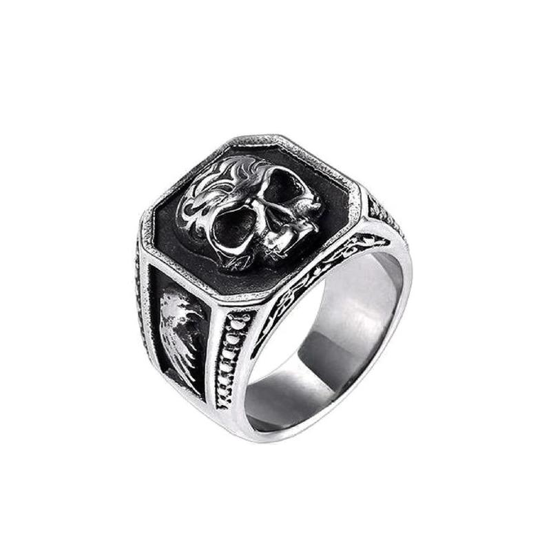 Anel Masculino Caveira Crânio Punk Motoqueiro De Aço Inox - Balderman ...