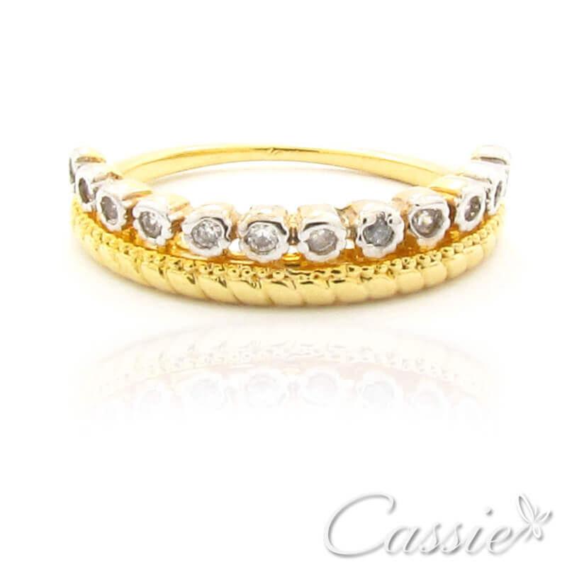 Anel Meia Aliança com Zircônias e Bolinhas Dourado Principessa - Cassie ...