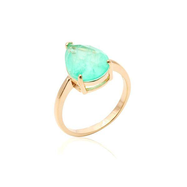 Anel Pedra Gota Fusion Esmeralda Colombiana Semi Joia - Ruby Store ...