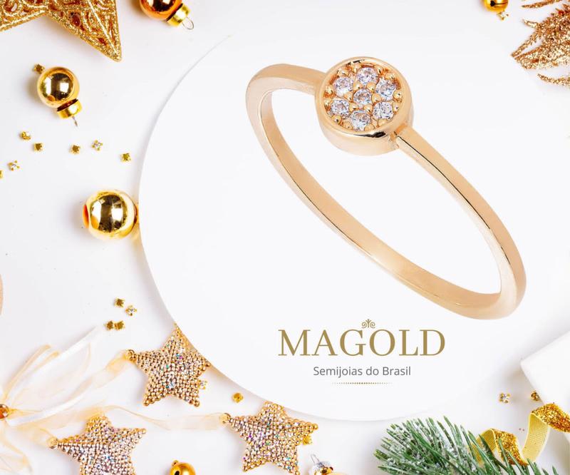 Anel semi joia - Magold - Anel - Magazine Luiza