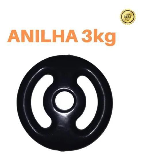 Anilha 3Kg Emborrachada Super Premium Preta Academia/Casa - Anilhas&Cia ...