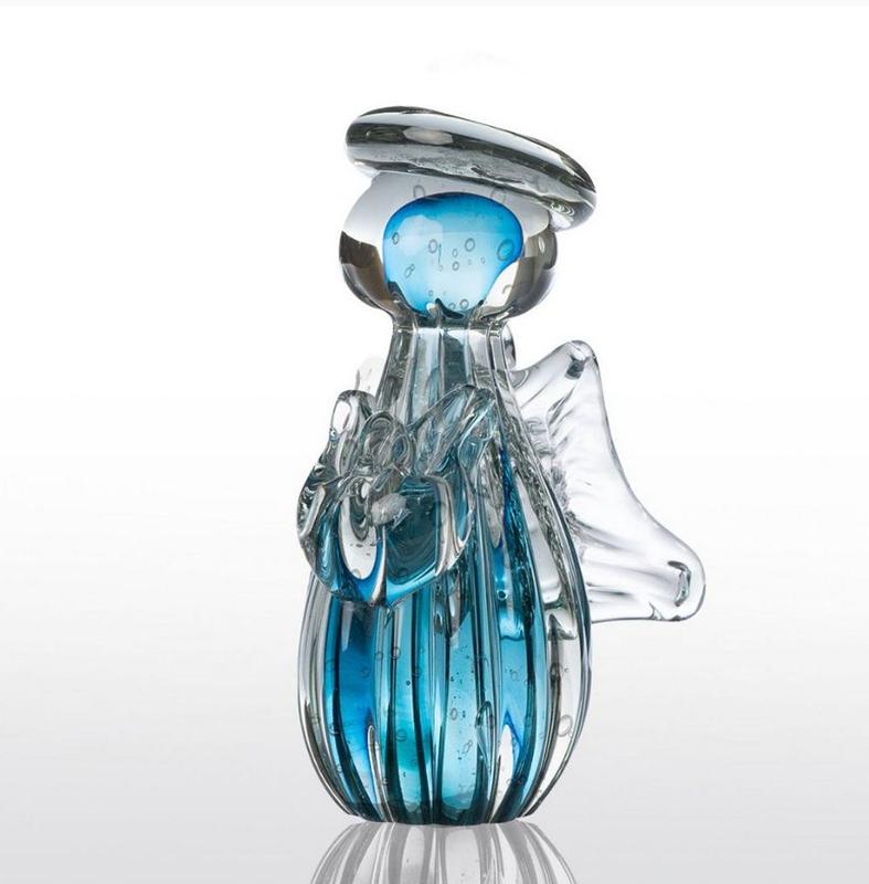 Anjo De Decoração Em Murano Aquamarine Tam G - Gabriel - Cristais ...