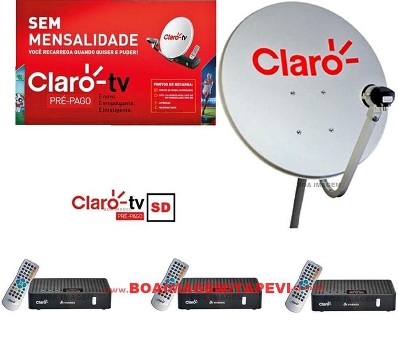 Antena mini parabólica Claro Tv Pré-Pago Mercantil 3 Receptores Digital ...