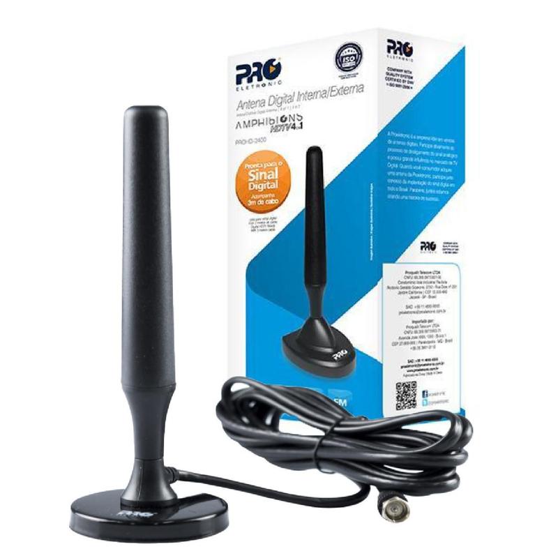 Antena proeletronic interna 4dbi - 3 mts cabo - canais abertos - Antena ...