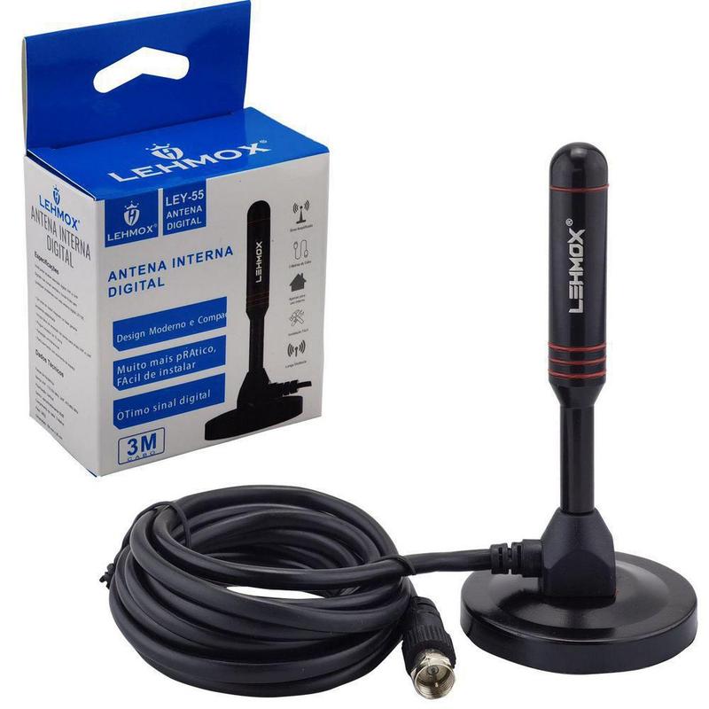 Antena Tv Digital Amplificada Hd - Cabo De 3 Metros - Lehmox - Som ...