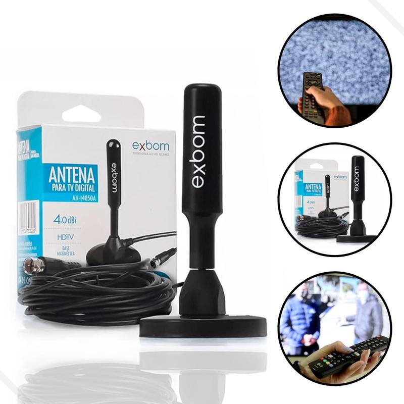 Antena Tv Digital Amplificada Hdtv/Uhf/Vhf Interna/Externa 5m Prova ...