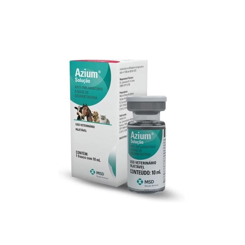 Anti-Inflamatório Azium Solução Injetável MSD Uso Veterinário 10 ml ...