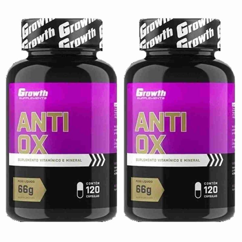 Anti-Ox Antioxidante 120 Cápsulas Growth Kit 2 Potes - Growth ...