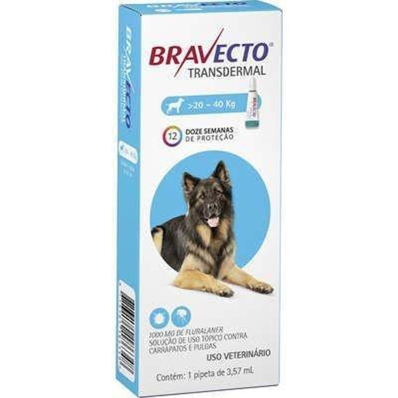Antipulgas Bravecto Transdermal Cão 20 A 40kg 1000mg - Antipulga e Carrapaticida - Magazine Luiza