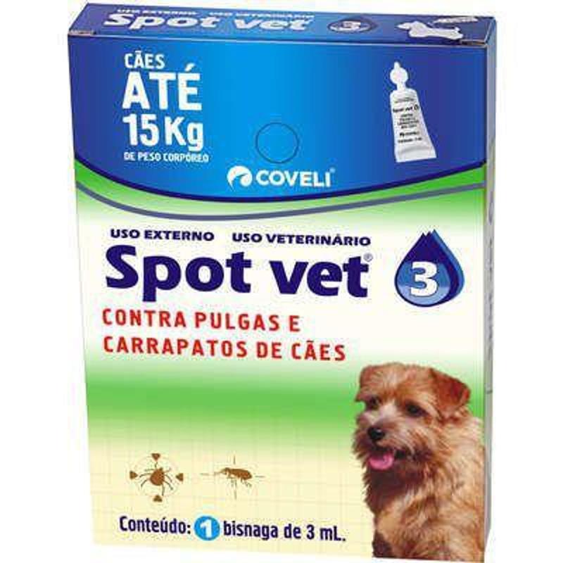 Antipulgas Coveli Spot Vet 3 para Cães até 15 Kg 3 mL 1 Bisnaga ...