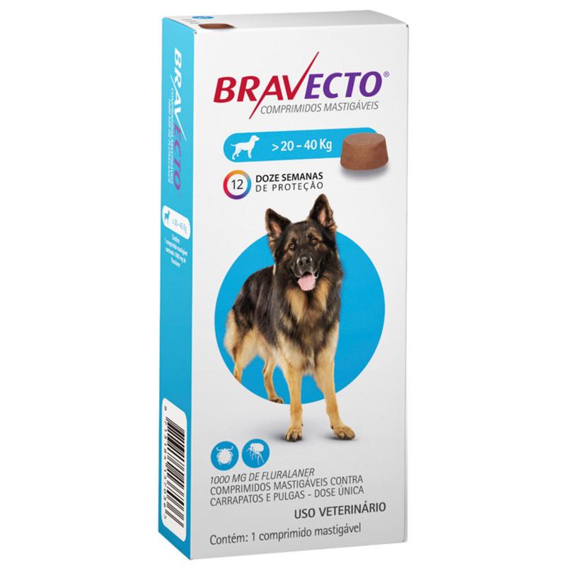 Antipulgas e Carrapatos Bravecto 20 a 40 Kg - MSD - Antipulga e Carrapaticida - Magazine Luiza