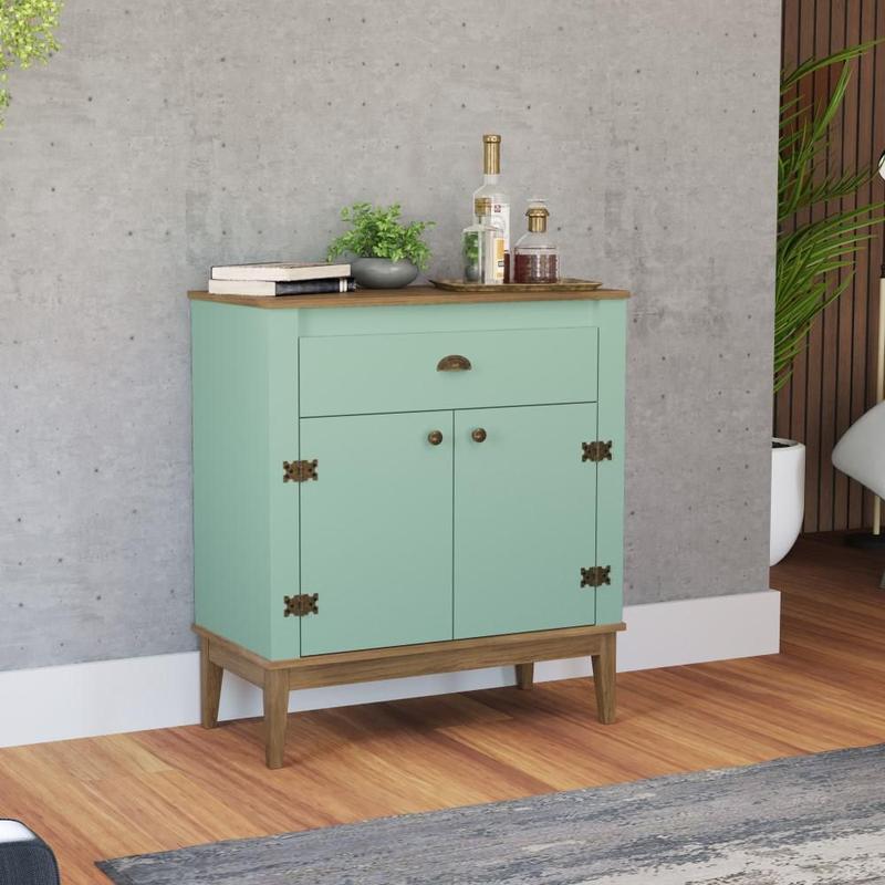 Aparador Balcão Com 2 Portas 1 Gaveta Para Sala de Estar Marrom Madeira ...