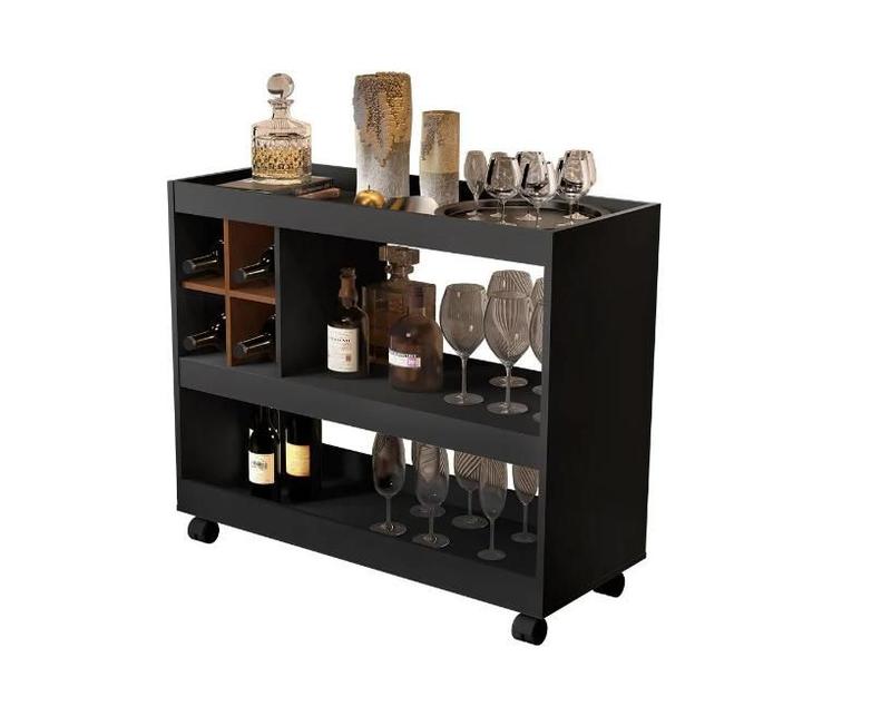 Aparador buffet imperium 4050 com adega e bar preto canela - JB BECHARA - Aparador - Magazine Luiza