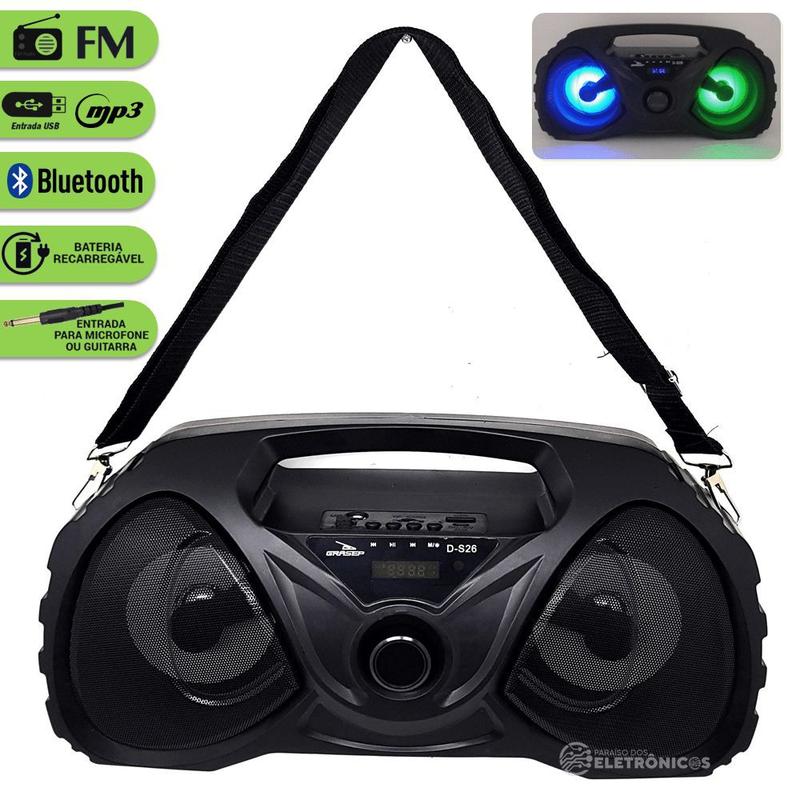 Aparelho De Som 20w Bluetooth 5.0 E Alça Tiracolo DS26PR - Grasep ...