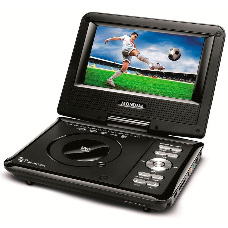 Aparelho de Vídeo Portátil Mondial Play Action D-08 - Dvd Player ...