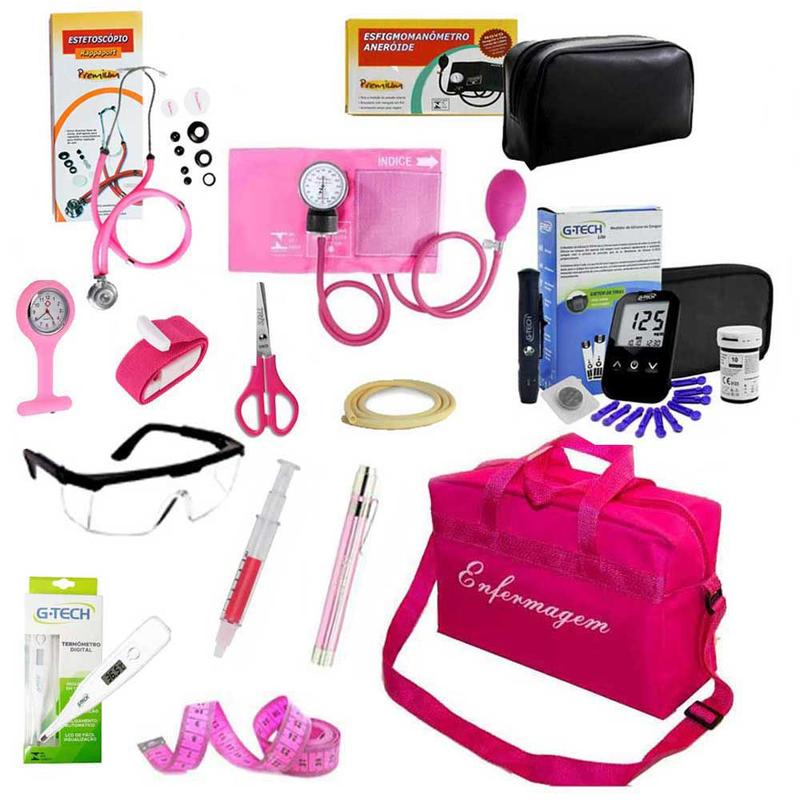 Aparelho Pressão Esteto HGT Kit Completo Enfermagem - Premium - Medidor ...