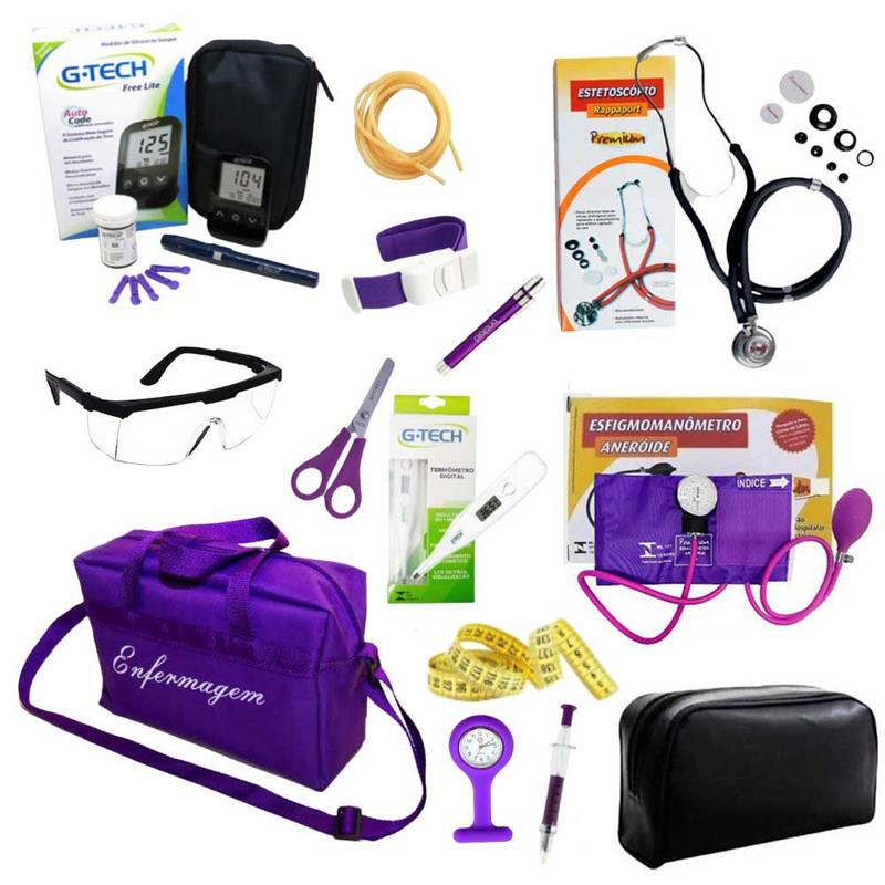 Aparelho Pressão Esteto HGT Kit Completo Enfermagem - Premium - Medidor ...