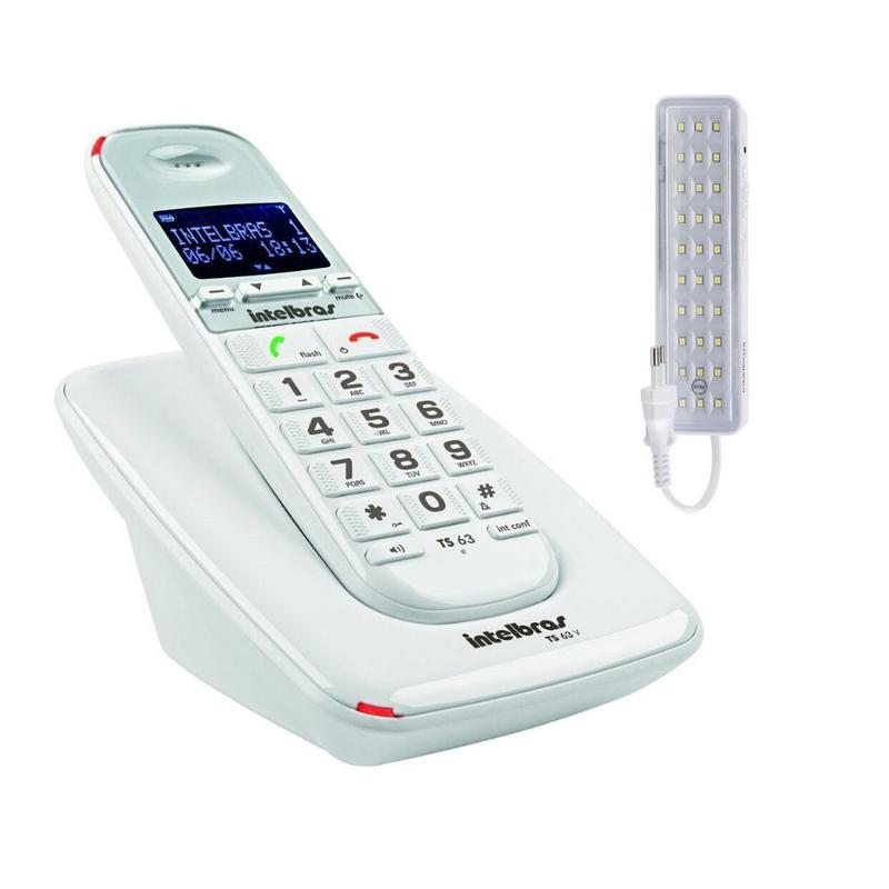 Aparelho Telefone Fixo sem fio Com Bina ID TS 63 V Intelbras - Ramais ...