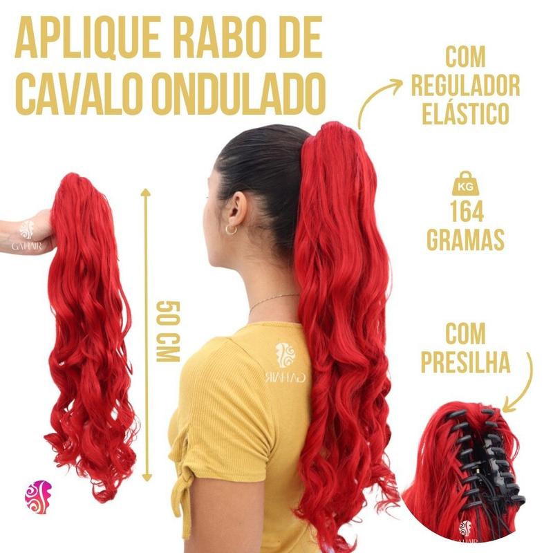 Aplique Rabo De Cavalo Em Piranha Liso Ondulado 50 Cm - Fibra Organica ...