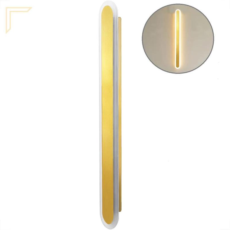 Arandela Linear Dourado Borda Luminosa 60 Cm Sala Led Bet01 - Acende a ...