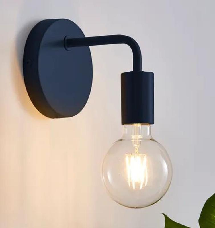 Arandela Moderna Estilo Industrial Metálica Curva p/1 Lâmpada E27 ...