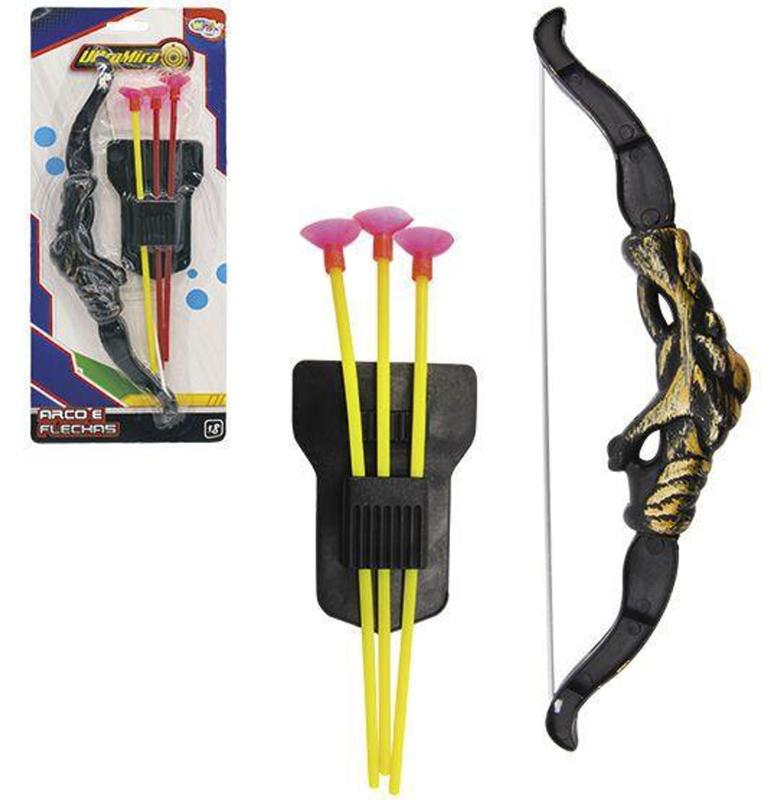 Arco e flecha com 3 ventosas + suporte ultra mira na cartela wellkids ...