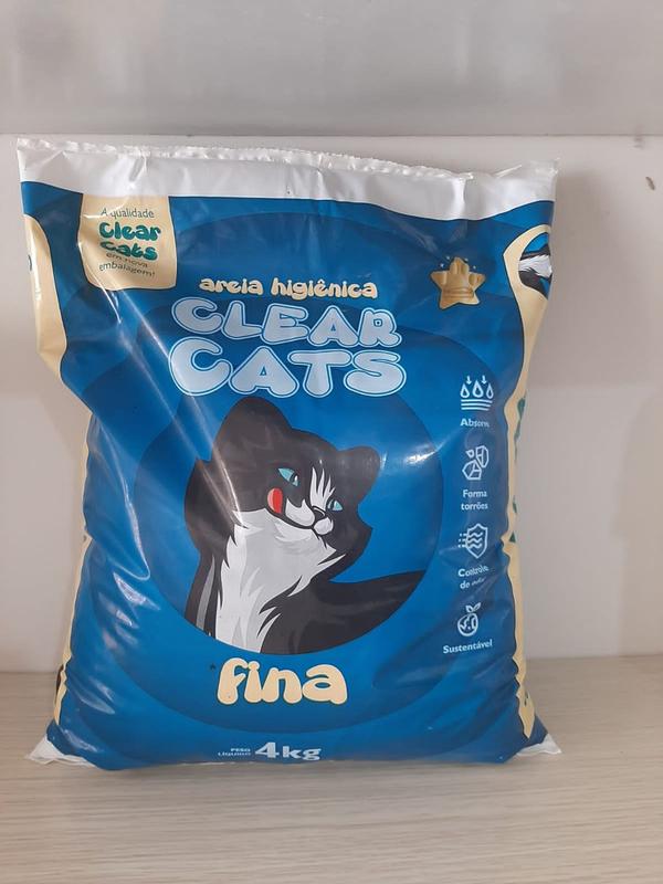 Areia Higiênica Para Gatos Clear Cats Fina 4kg - Areia para Gato ...