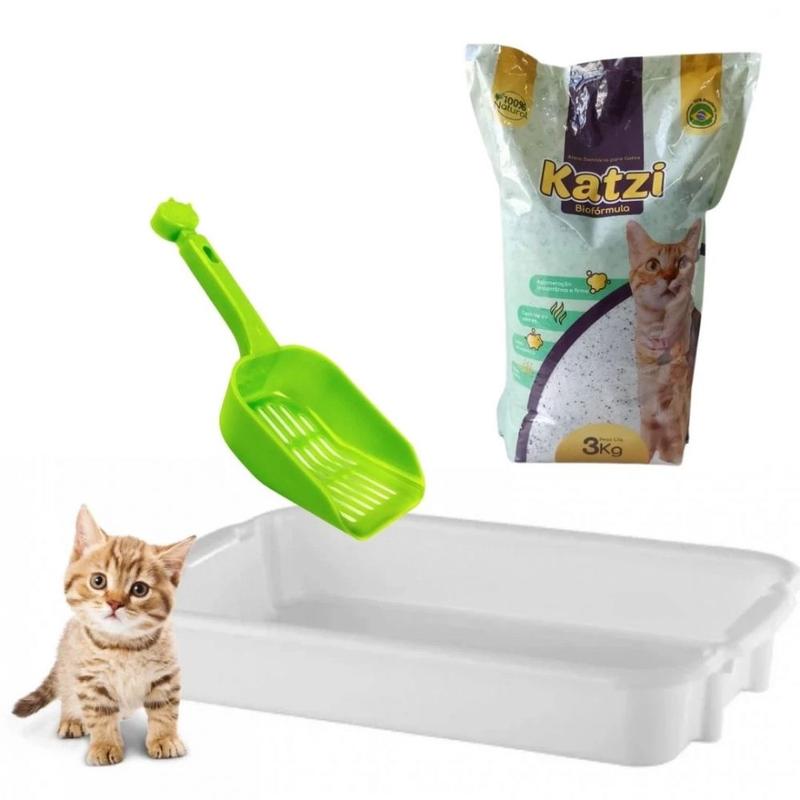 Areia Sanitaria para Gato e Bandeja Higienica com Pa Coletora Katzi - Caixa de Areia - Magazine ...