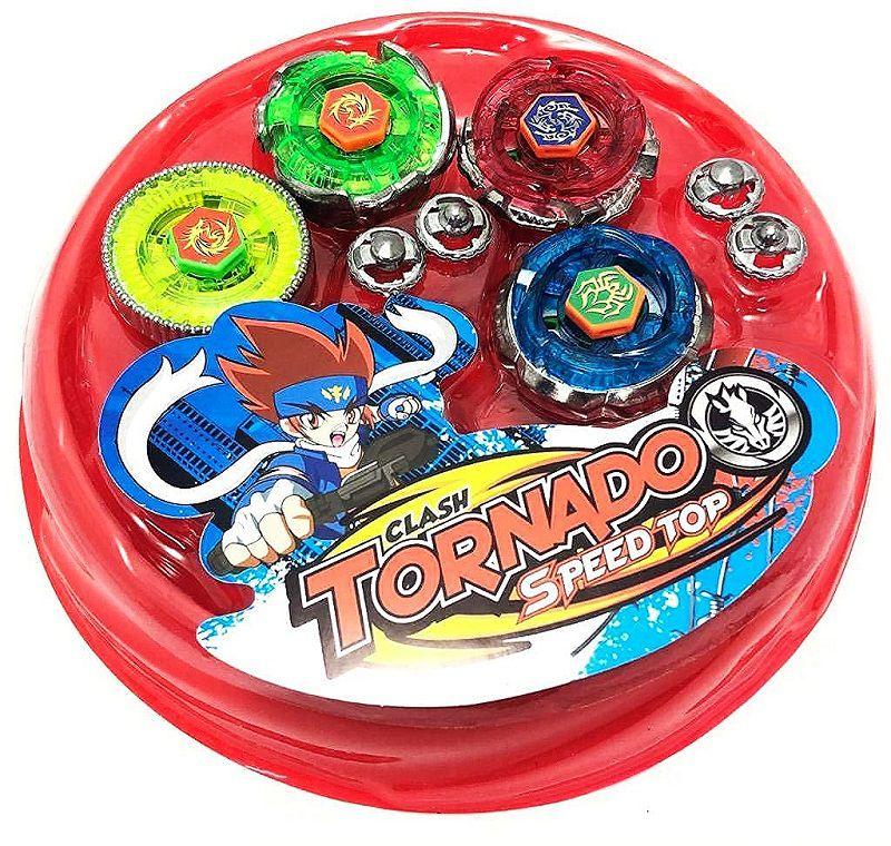 Arena Beyblade Kit 4 Pião Metal Tornado de Led Burst Batalha Bey Blad ...