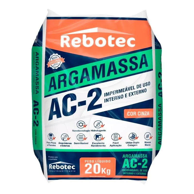 Argamassa Ac2 Rebotec Impermeabilizante 20kg - Argamassa para ...