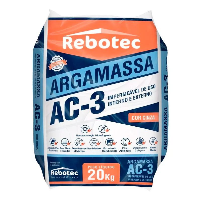 Argamassa Rebotec Ac3 20kg - Argamassa para Construção - Magazine Luiza