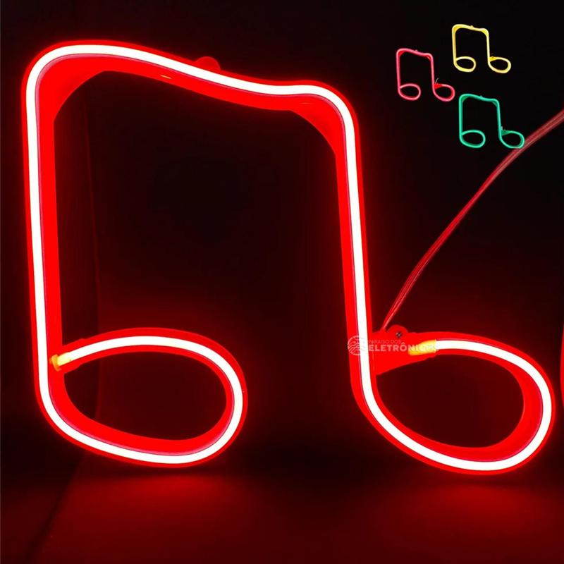 Armação De nota Musical Com Led Neon Cor Vermelha Alto Brilho ...