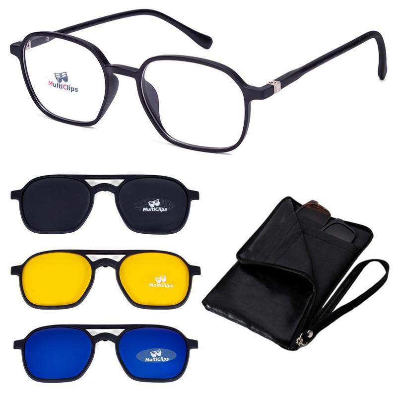 Armação Para Óculos De Grau Clip On Com Encaixe E Imã Uv400 ...