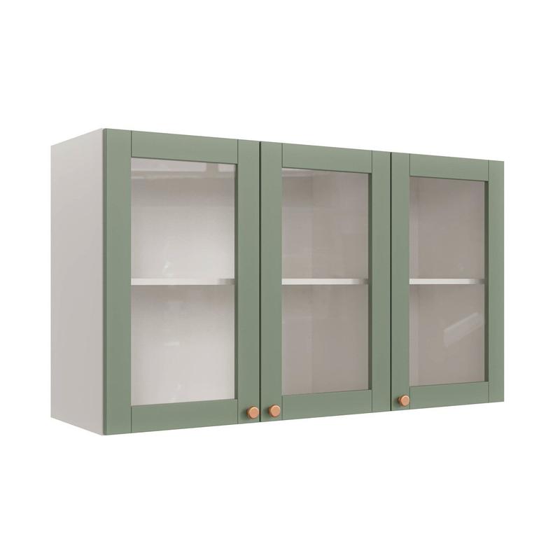 Armário Aéreo 3 Portas 120cm com Porta de Vidro Arizona Cabecasa ...
