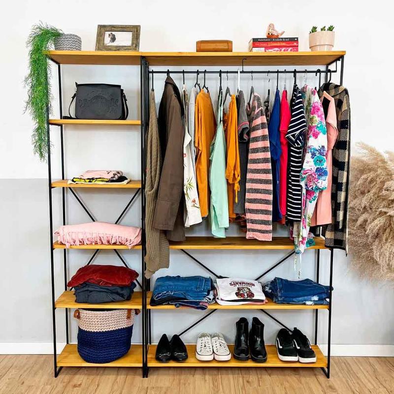 Armário Arara Industrial Closet Completo Modular Ample de Ferro e ...