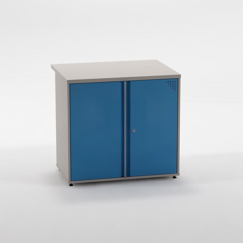 Armario Baixo com Tampo Extensor 74x60 cm Aretto Pandin Cinza e Azul Dali - Armário Escritório ...