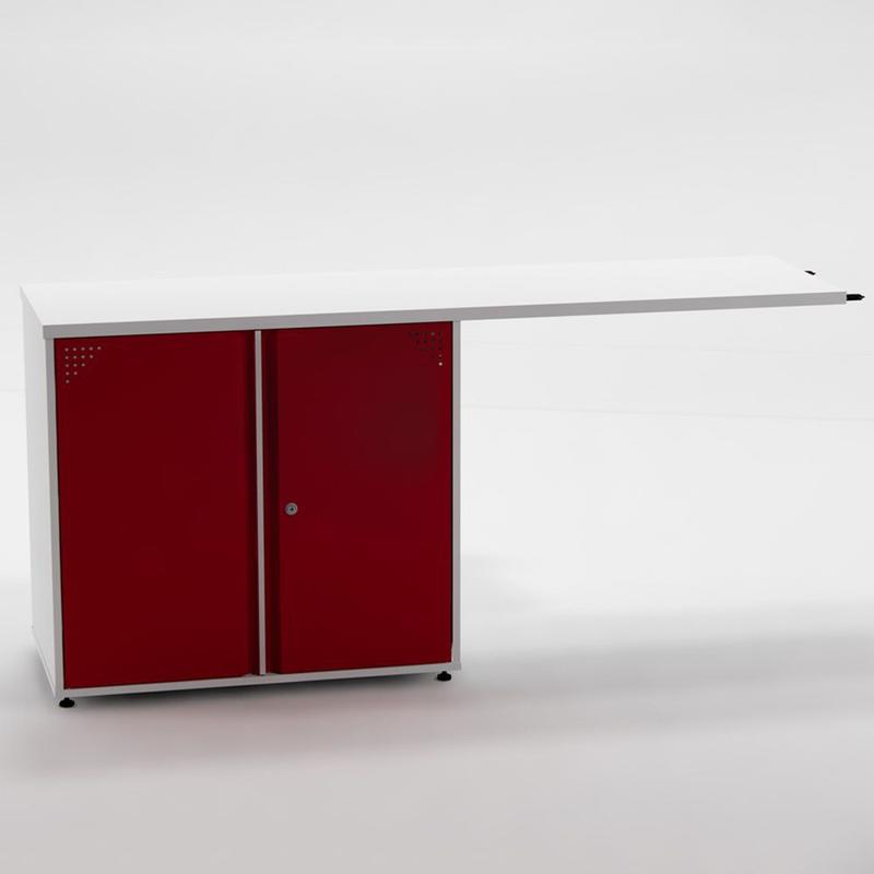 Armario Baixo com Tampo Extensor e Conexao 74 cm Aretto Pandin Branco E Vermelho - Outros Móveis ...