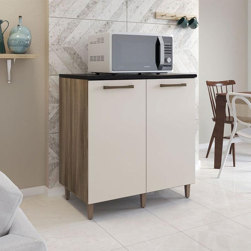 Armário Balcão Multiuso com Tampo 02 Portas Patricia Pop Naturale/Off ...