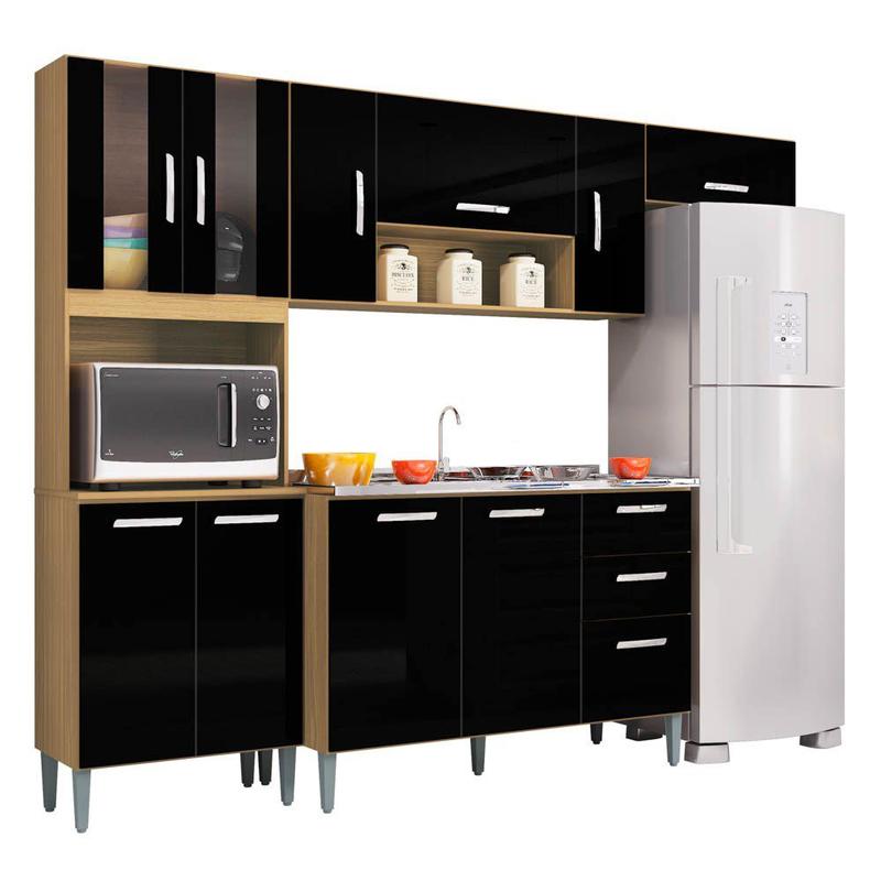 Armário de Cozinha Compacta e Balcão para Pia sem Tampo 244cm Livy P11 ...