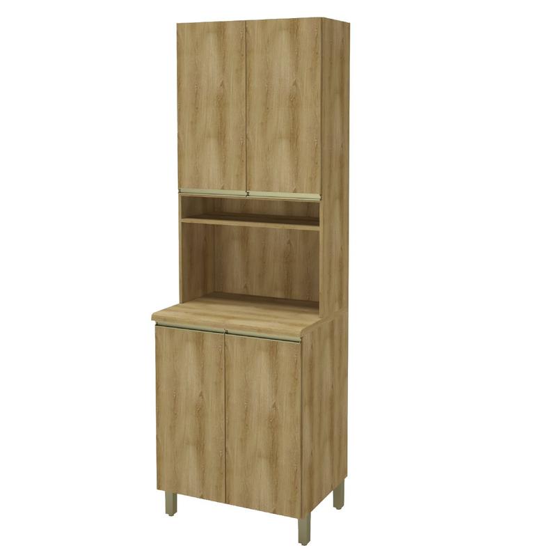 Armário de Cozinha Paneleiro com Nicho para Micro-ondas 4 Portas ...