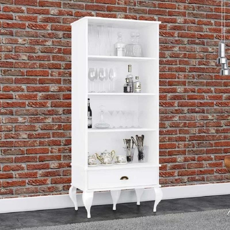 Armário Estante Para Livros Clássica Provençal 1 Gaveta - Branco ...