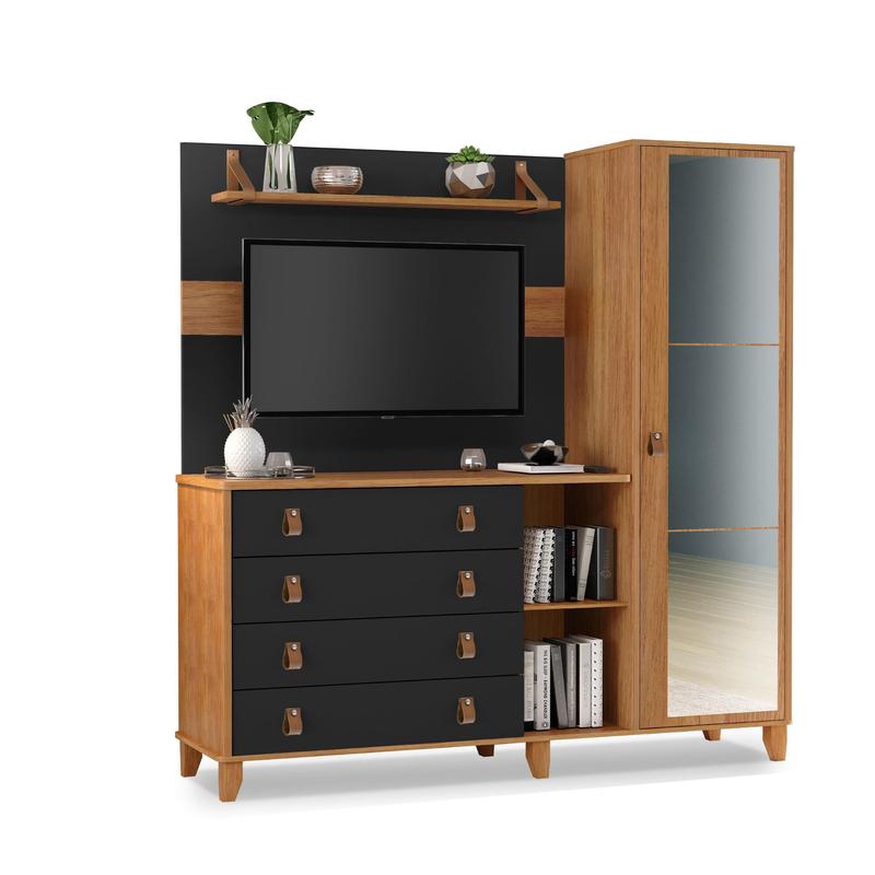 Armario Multiuso com Espelho Cômoda + Painel de TV 50" Trend - MC ...