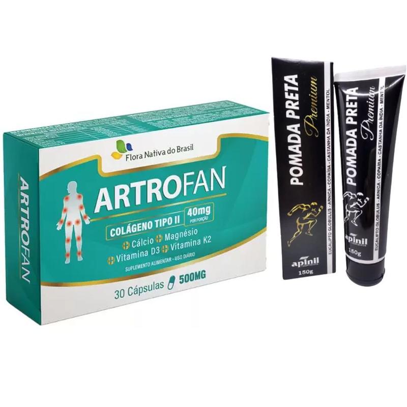 Artrofan Cálcio Magnésio Colágeno Tipo 2 + Pomada Preta - Flora Nativa ...