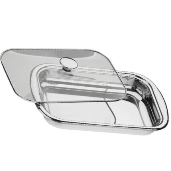 Assadeira Inox Tramontina Inox Tampa de Vidro 34cm 2,2L Retangular - Formas e Assadeiras ...