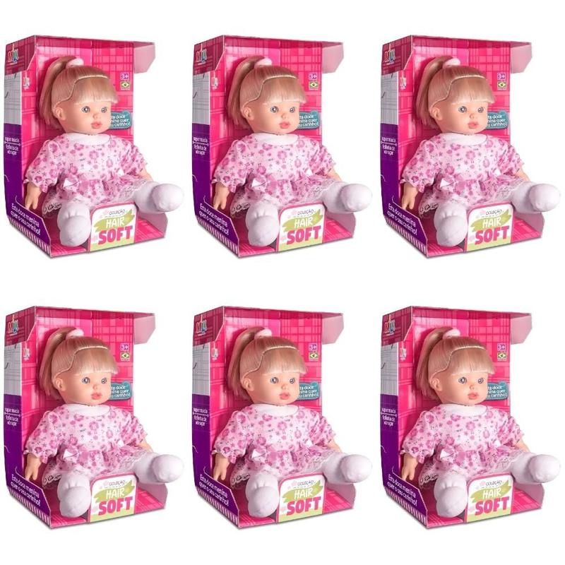 Atacado Kit 6 Bonecas Hair Soft Loira 28cm Milk Brinquedos - Bonecas ...