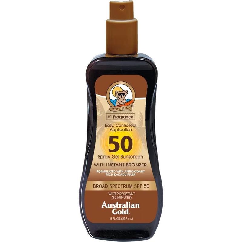Australian Gold Sunscreen With Instant Bronzer Spf 50 Gel Spray - 237ml ...